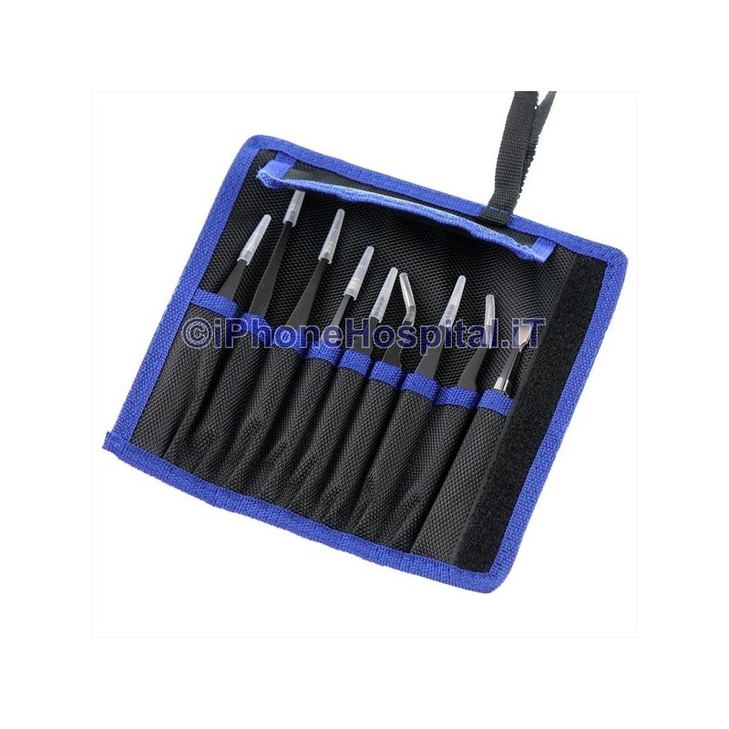 Set of 9 High Precision ESD Antistatic Tweezers